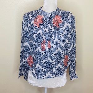 THML | Tops | Thml Blue Print Embroidered Blouse | Poshmark